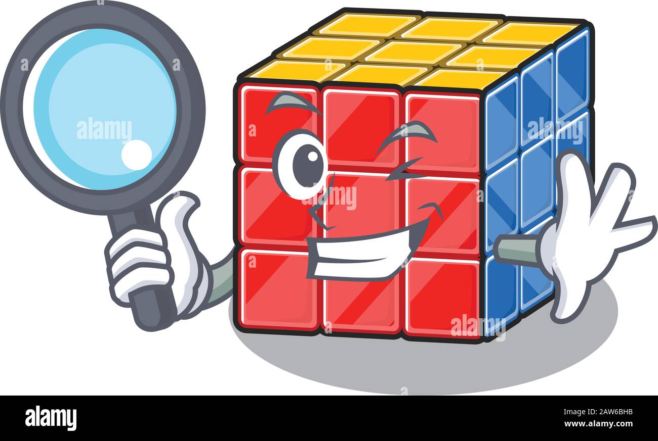 Elegant and Smart rubic cube Detective cartoon design concept Stock ...