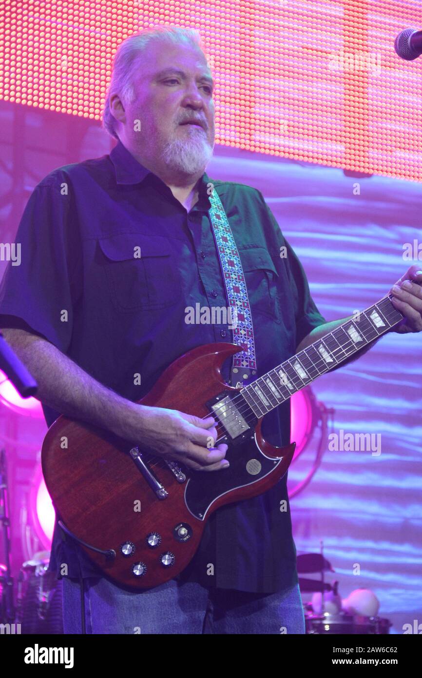 David Hidalgo of Los Lobos performs on stage at Gibson guitars booth ...