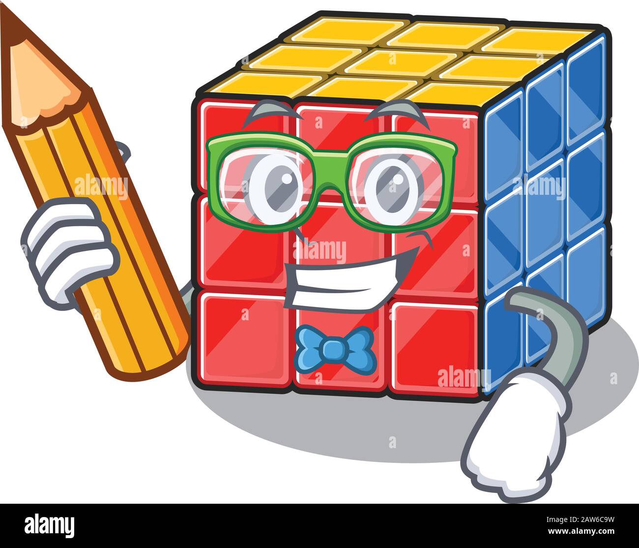 A smart Student rubic cube character holding pencil Stock Vector Image ...