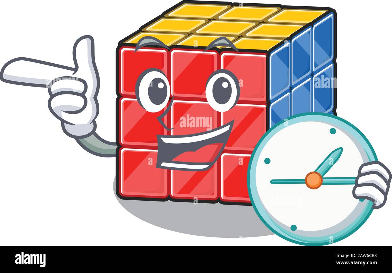 cartoon character concept rubic cube having clock Stock Vector Image ...