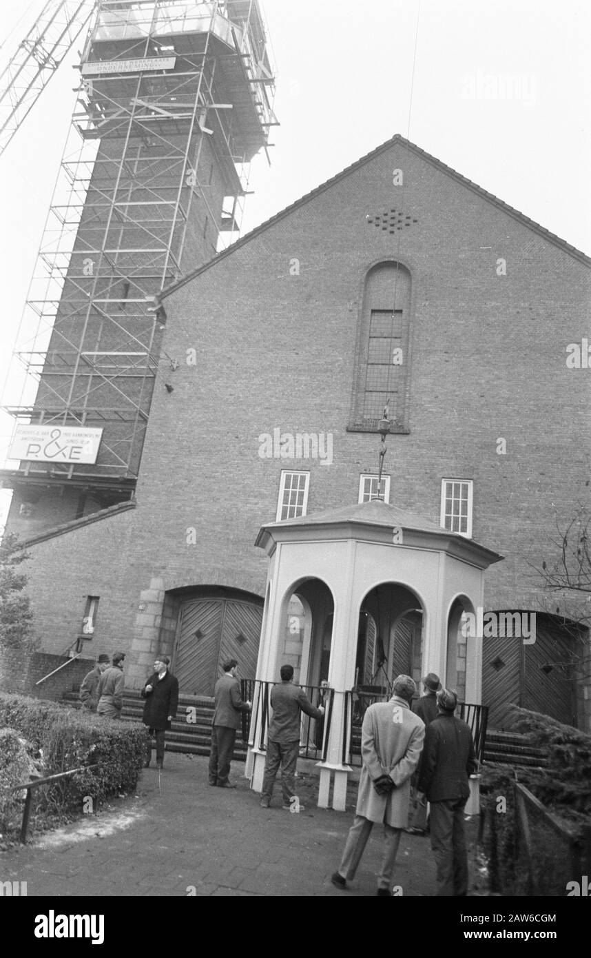 Dome is hoisted on tower of Reformed Congregational Church Emmen the ...