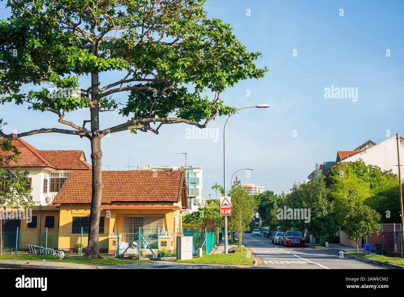 Singapore, April, 2019. Cityscape of Katong at daytime, also known as ...