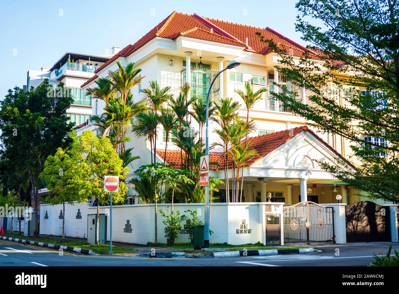 Singapore, April, 2019. Cityscape of Katong at daytime, also known as ...