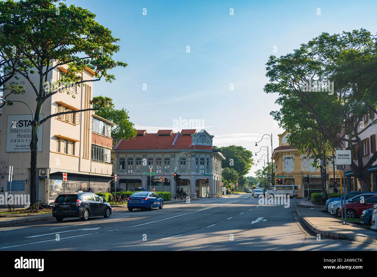 Singapore, April, 2019. Cityscape of Katong at daytime, also known as ...