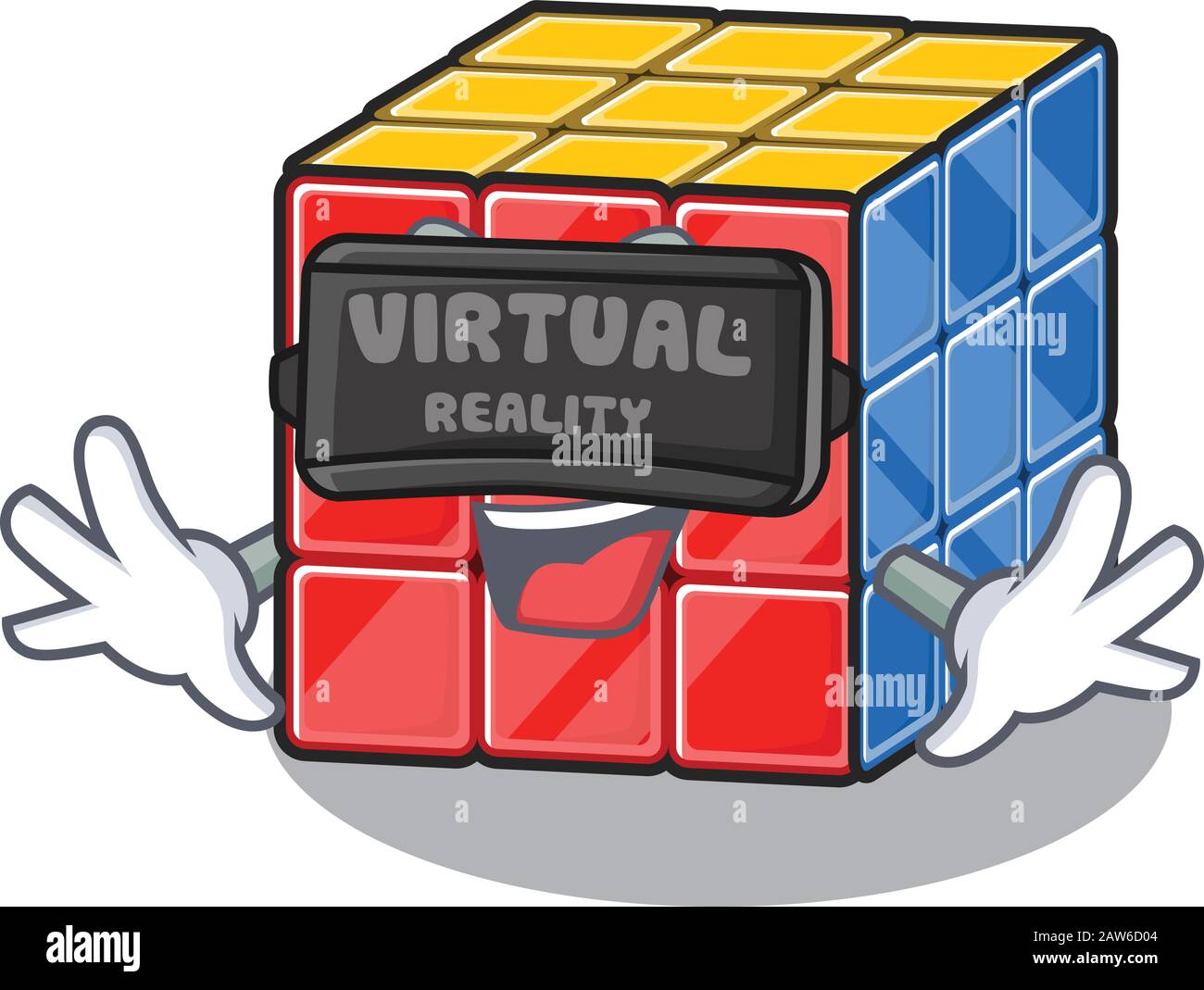 A Picture of rubic cube character wearing Virtual reality headset Stock ...
