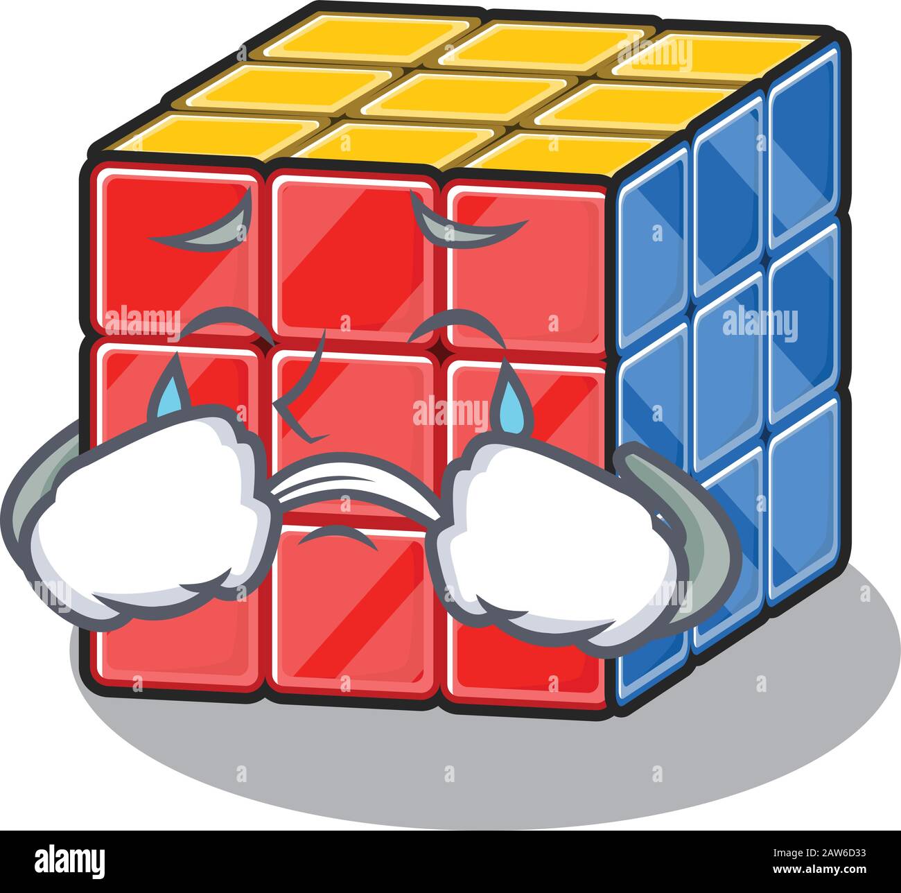 Rubic cube cartoon character concept with a sad face Stock Vector Image ...