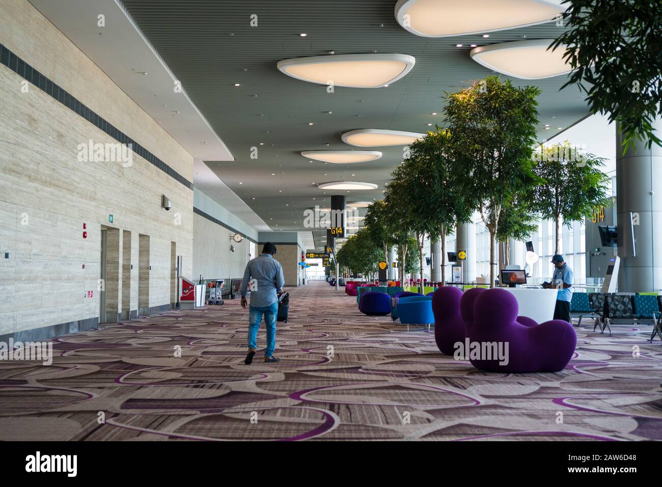 Singapore, April, 2019. Interior shot of Singapore Changi Airport ...