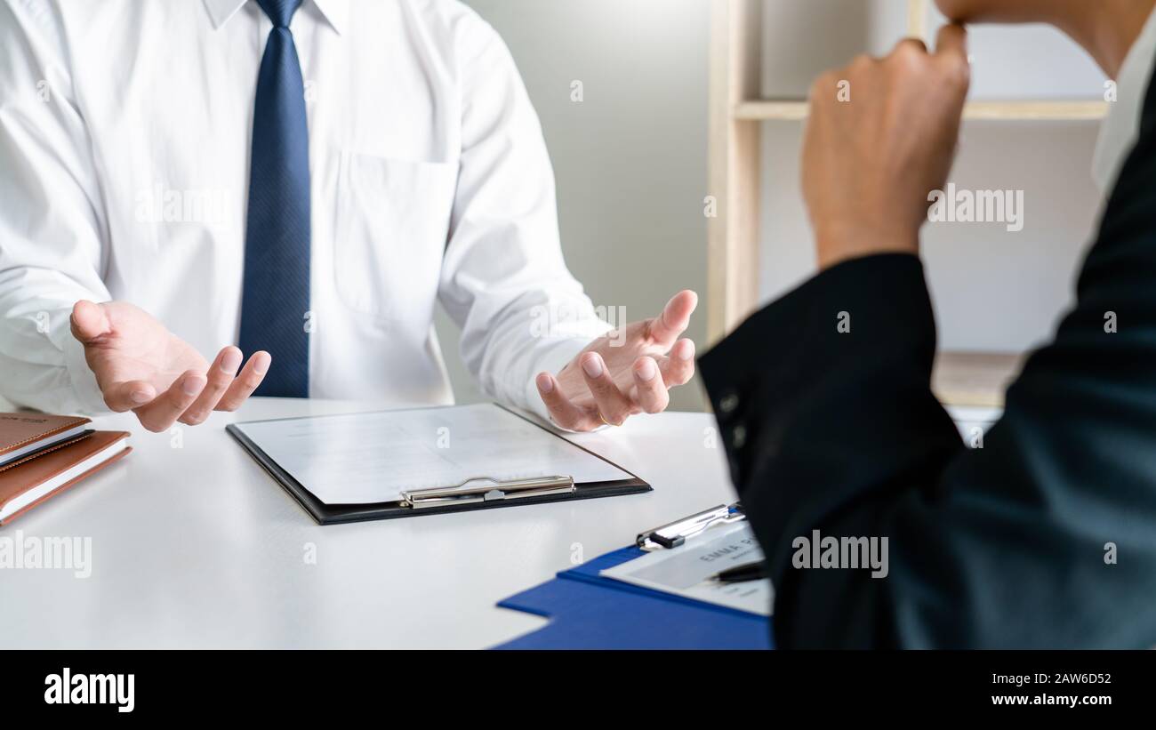 Job interview, Corporate business Employer or recruiter around the ...