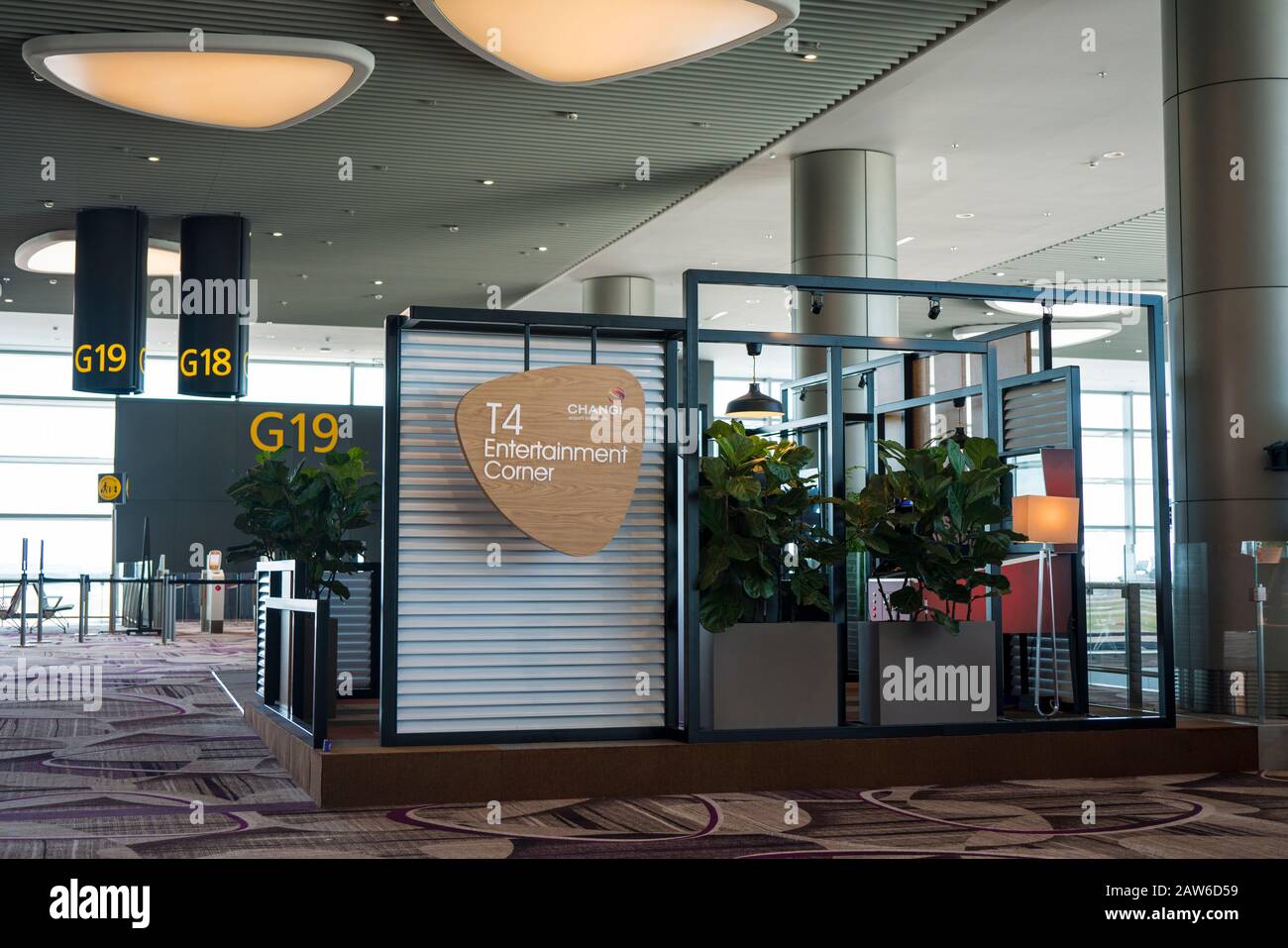 Singapore, April, 2019. Interior shot of Singapore Changi Airport ...