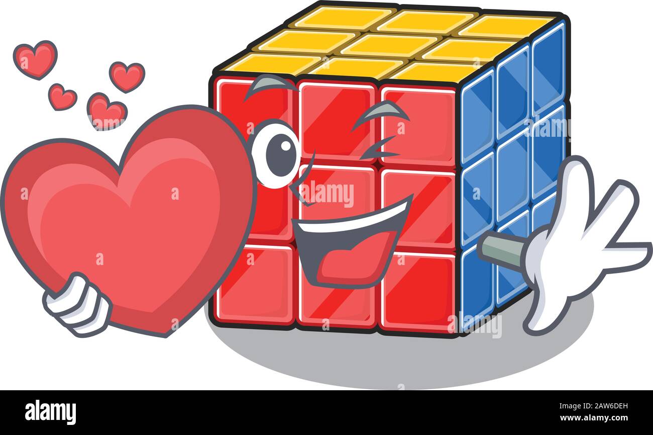 Romantic Rubic Cube Cartoon Picture Holding A Heart Stock Vector Image And Art Alamy