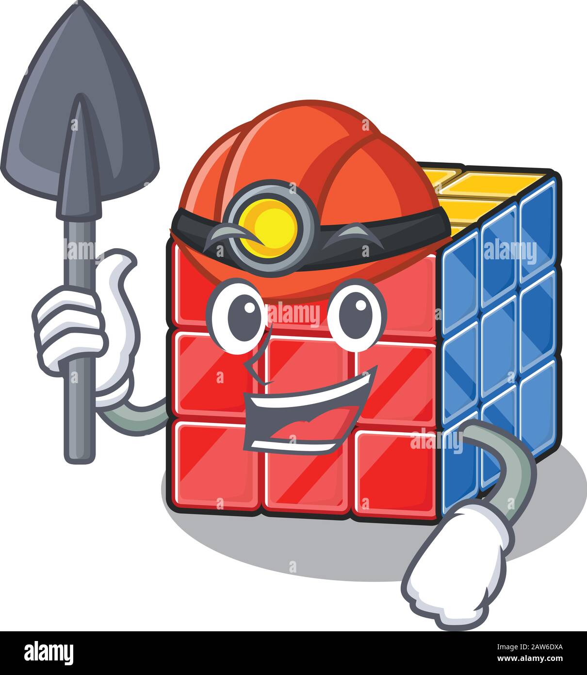 Cool clever Miner rubic cube cartoon character design Stock Vector ...