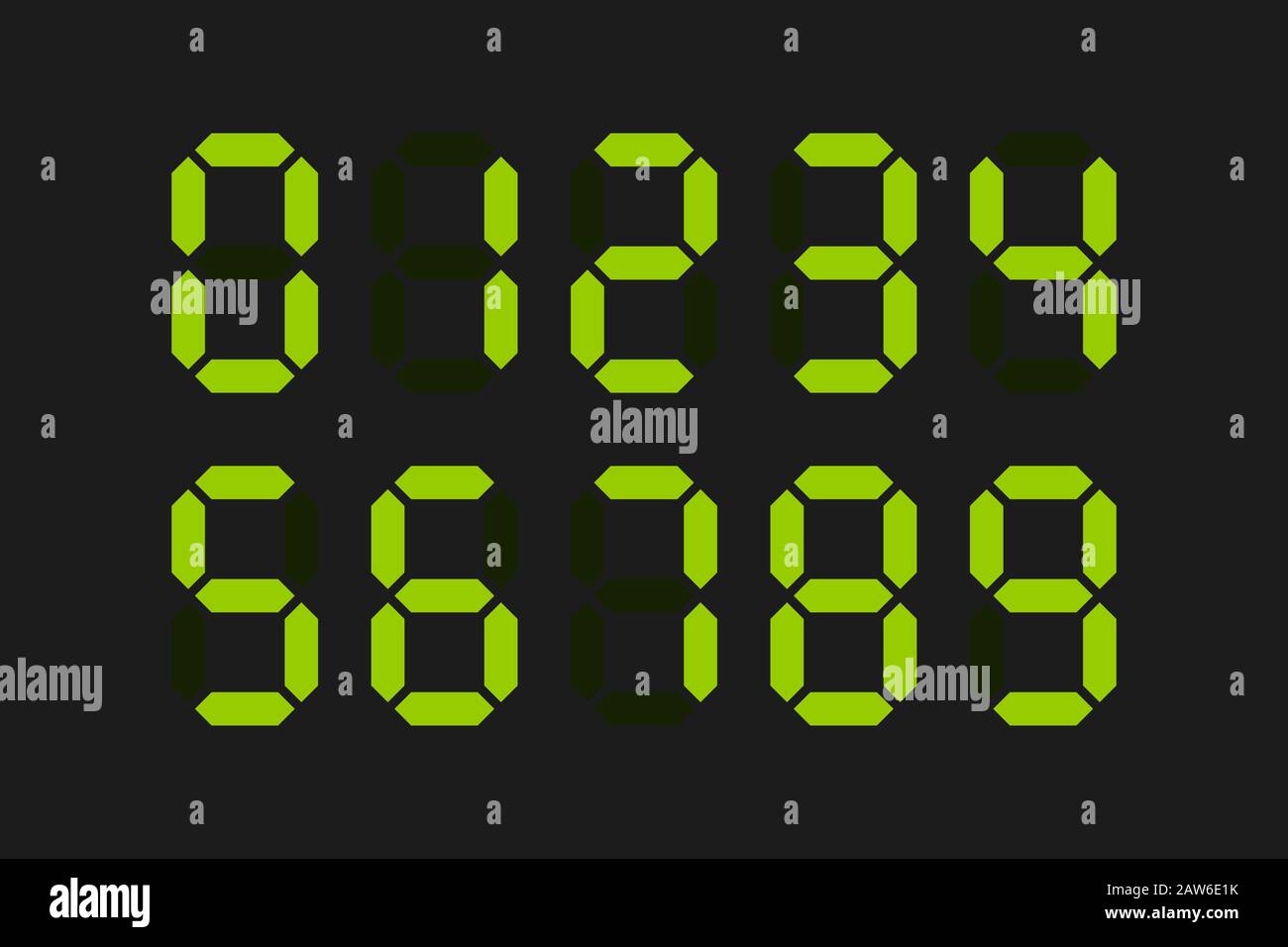 Digit green Numbers. Vector illustration. Electronic industry Stock ...