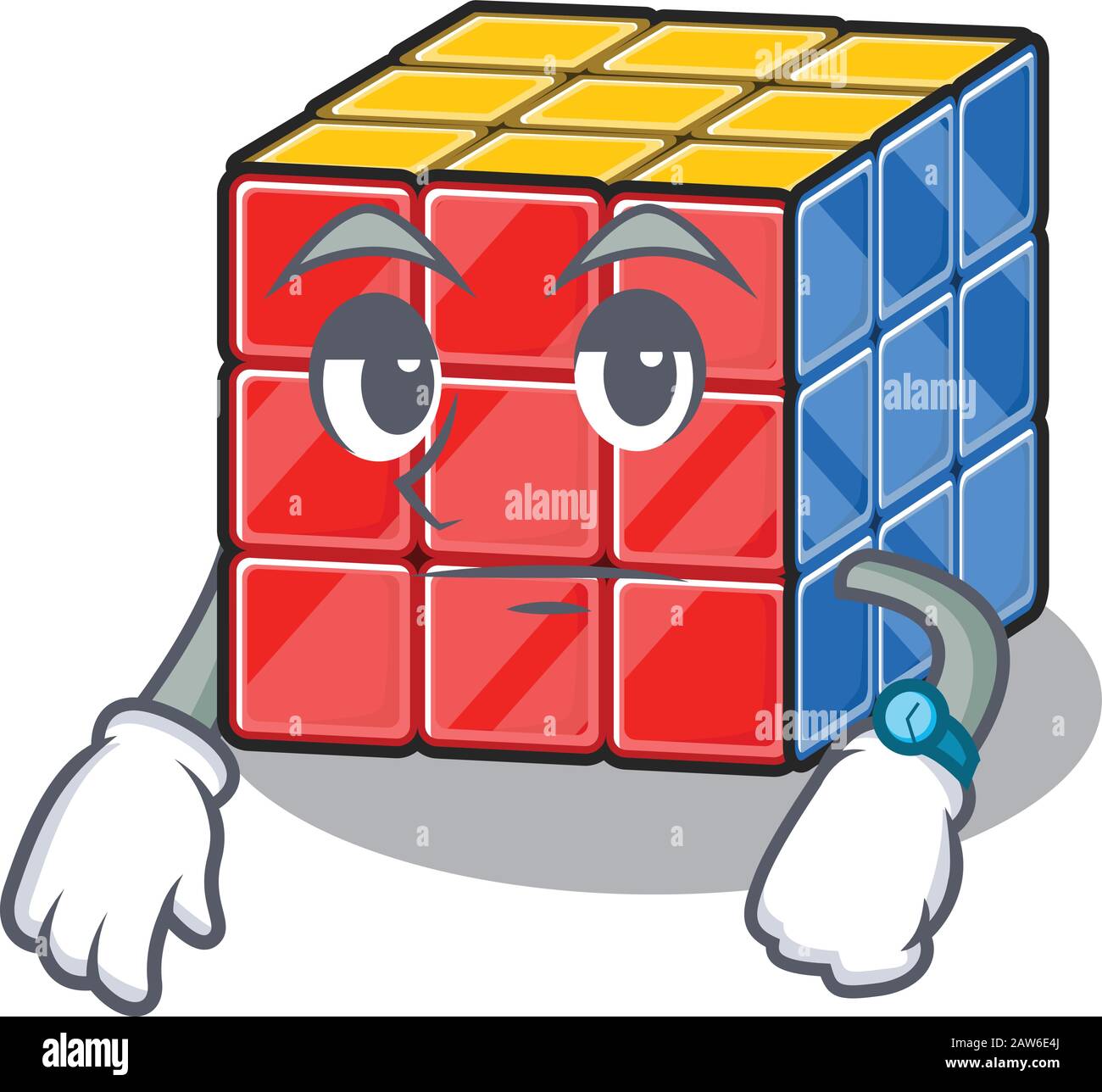 cartoon character design of rubic cube on a waiting gesture Stock ...