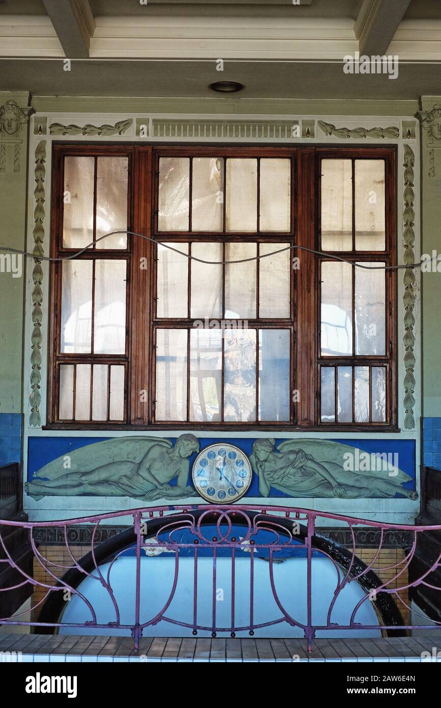 Art Nouveau interior details at Prague Main Railway Station side ...