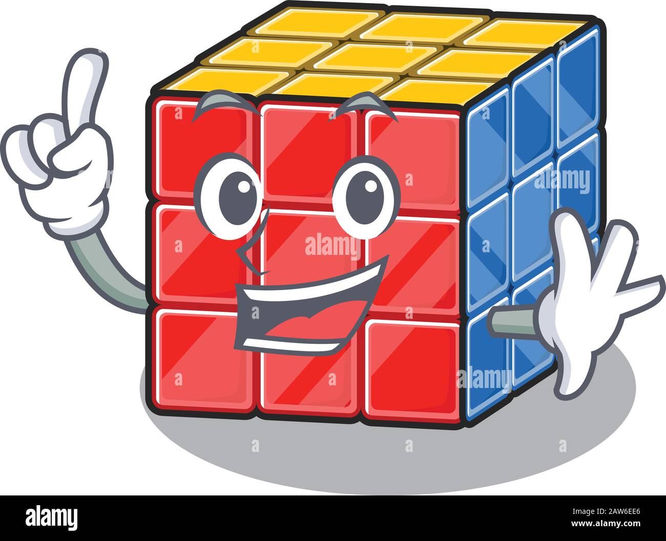 mascot cartoon concept rubic cube in One Finger gesture Stock Vector ...