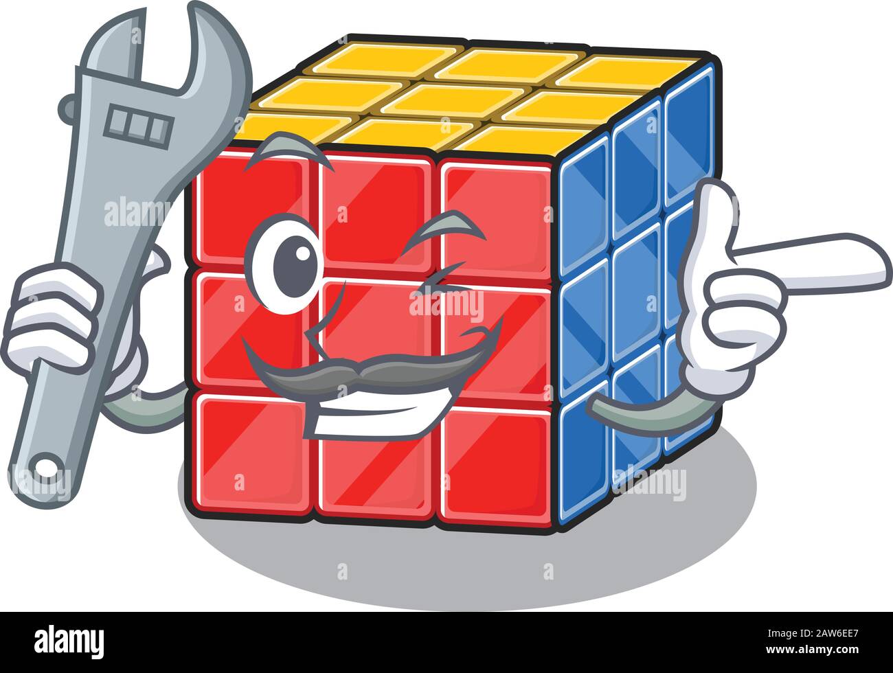 Smart Mechanic rubic cube cartoon character design Stock Vector Image ...