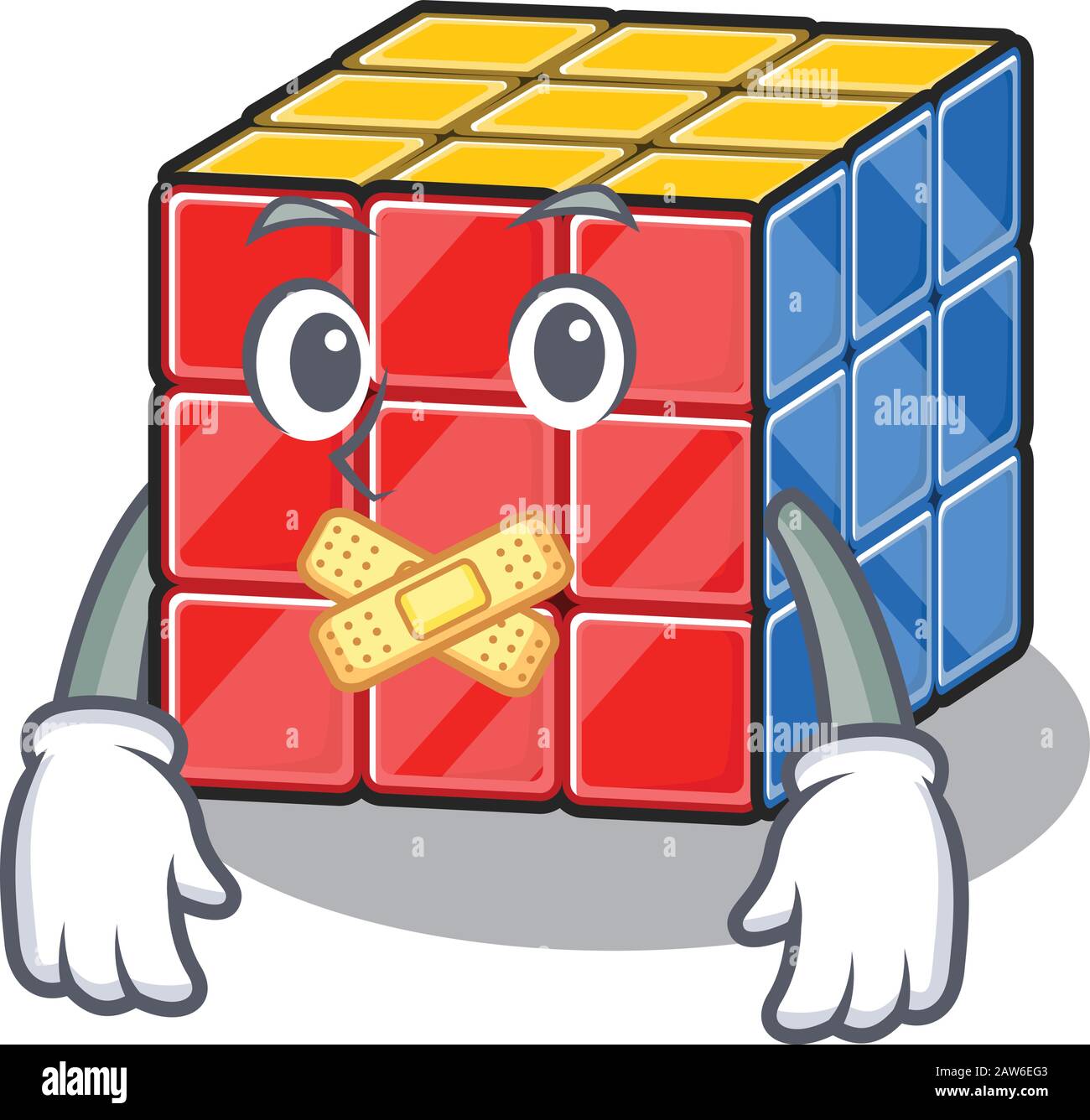 cartoon character design rubic cube making a silent gesture Stock ...