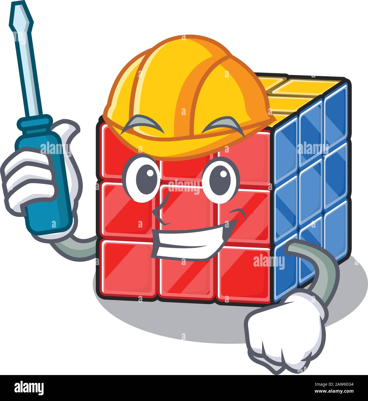 cartoon character style rubic cube working as an automotive Stock ...