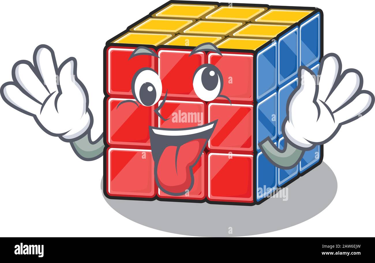 Cute sneaky rubic cube Cartoon character with a crazy face Stock Vector ...