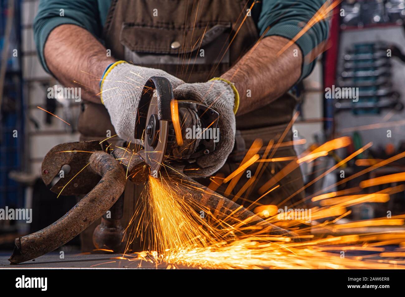 Welders job sparks from welding hi-res stock photography and images - Alamy