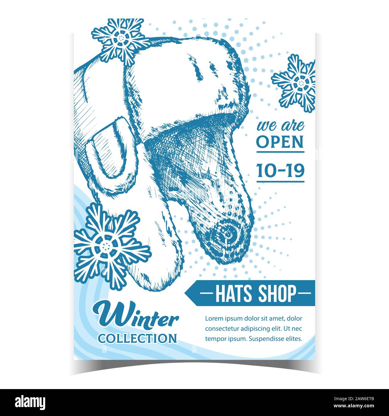 Hats Shop With Winter Collection Banner Vector Stock Vector Image & Art ...