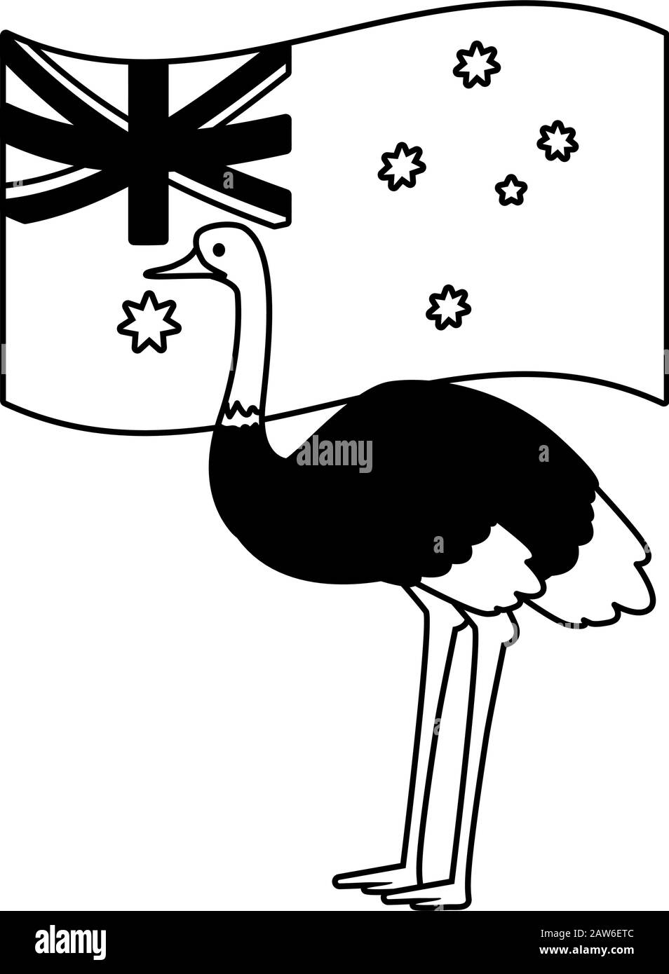 ostrich with australian flag in the background vector illustration ...