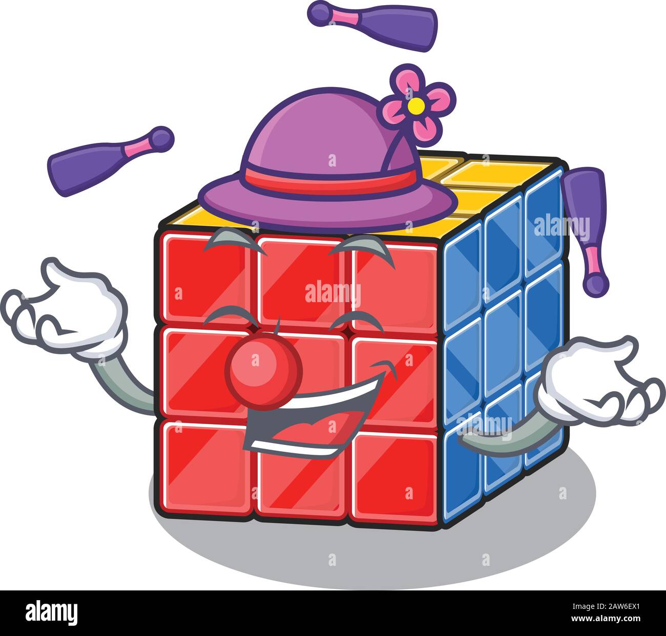 a lively rubic cube cartoon character design playing Juggling Stock ...