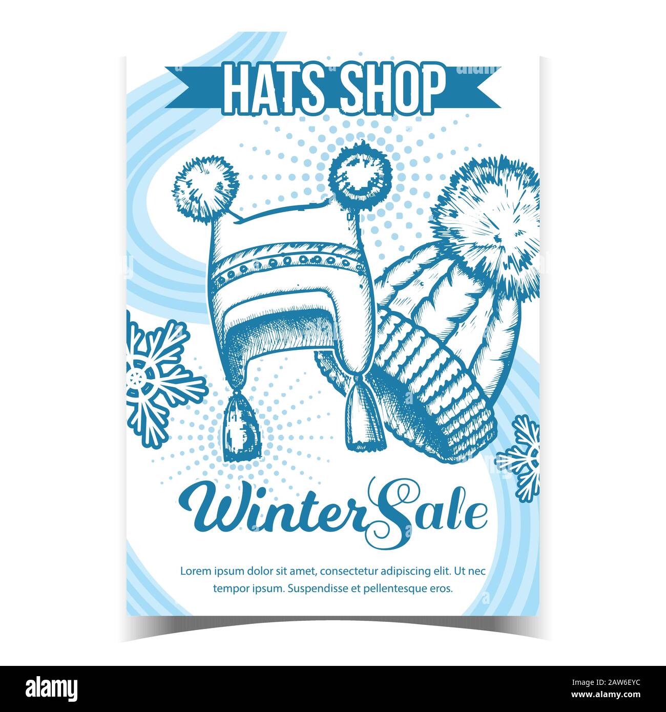 Hats Shop Winter Sale Advertising Poster Vector Stock Vector Image ...