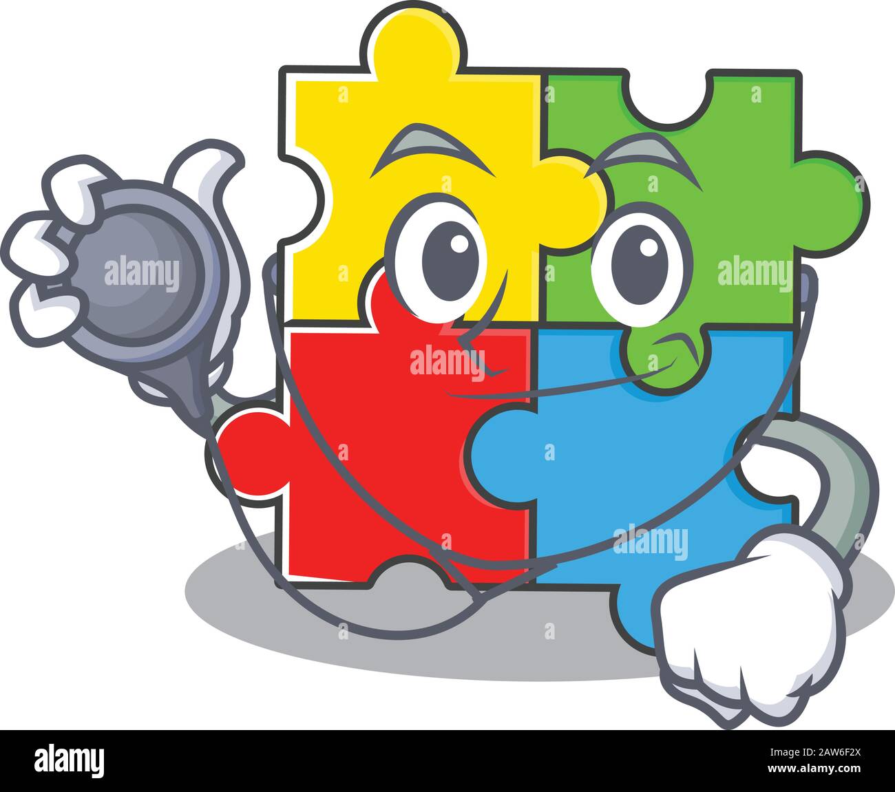 A mascot picture of puzzle toy cartoon as a Doctor with tools Stock ...