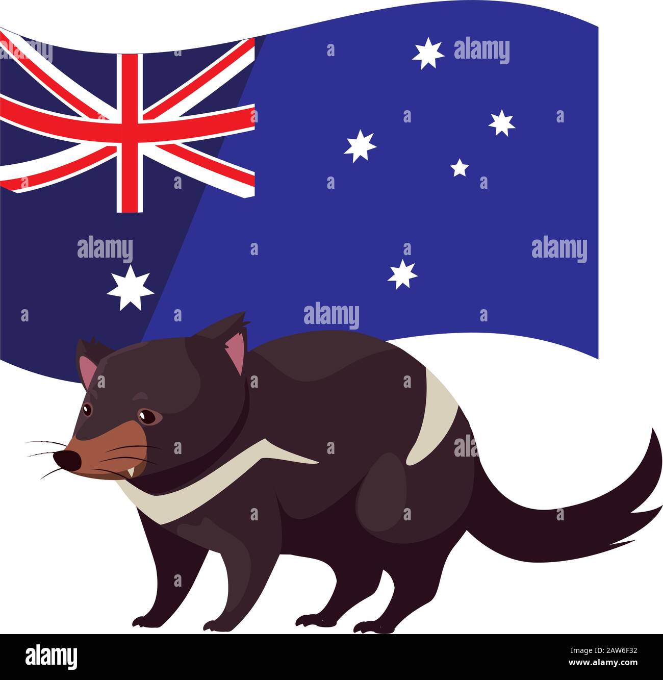 tasmanian devil with australian flag in the background vector ...