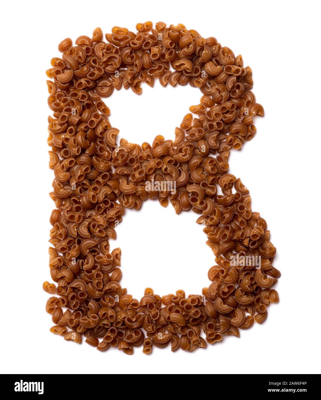 Letter B of the English alphabet from dry pasta from buckwheat amaranth ...