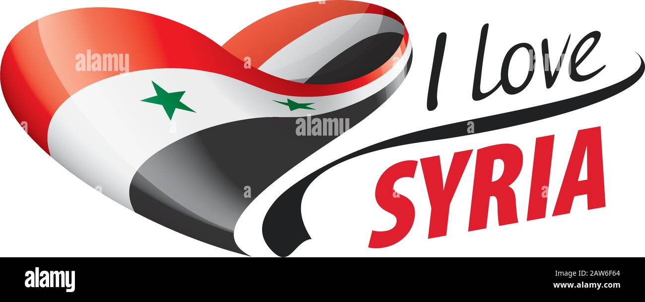 National flag of the Syria in the shape of a heart and the inscription ...