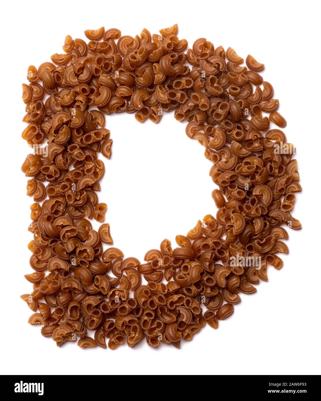 Letter D of the English alphabet from dry pasta from buckwheat amaranth ...