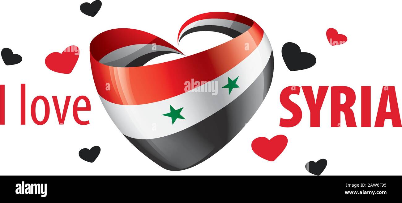 National flag of the Syria in the shape of a heart and the inscription ...