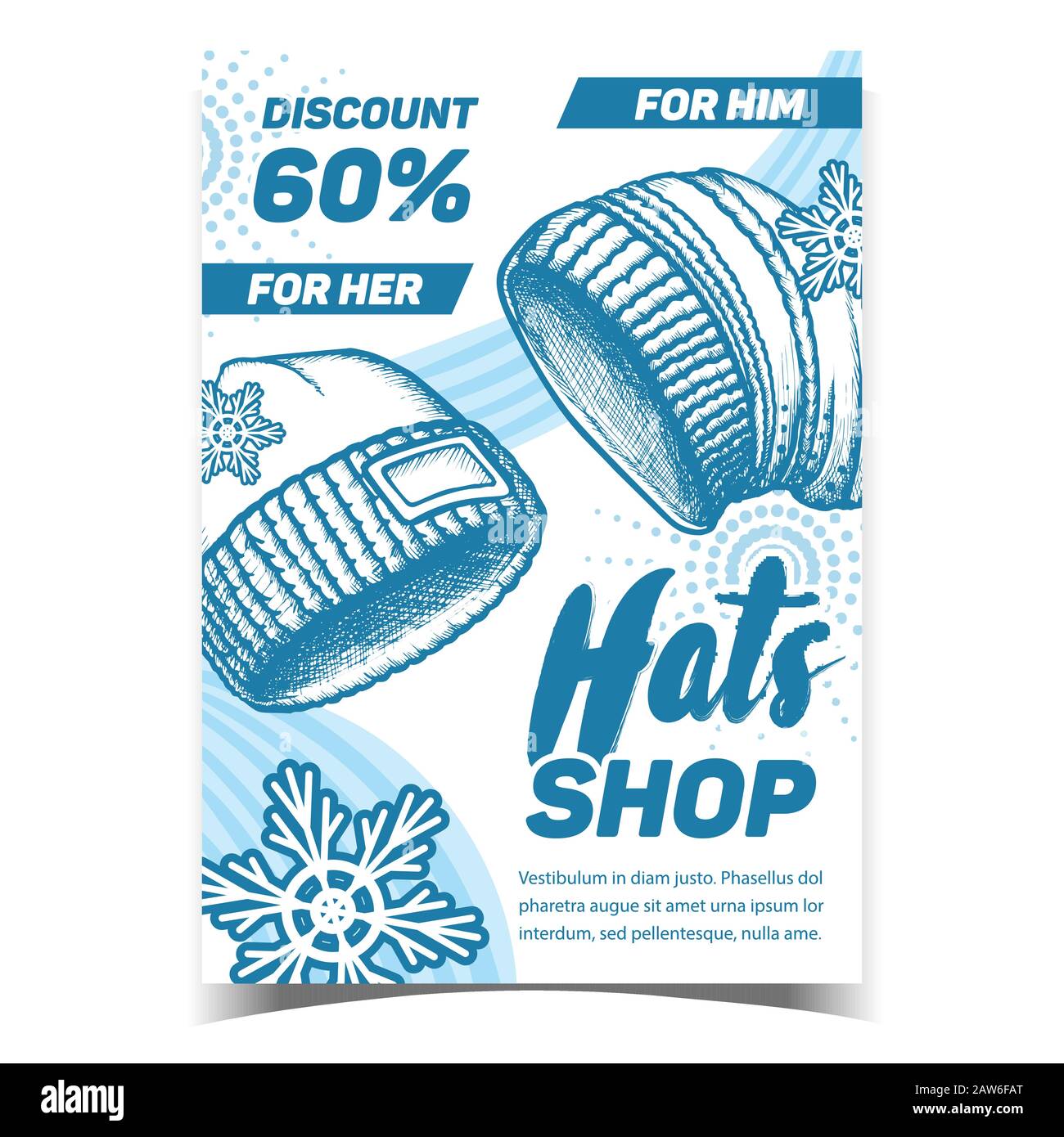 Hats Shop With Discount Advertising Banner Vector Stock Vector Image ...