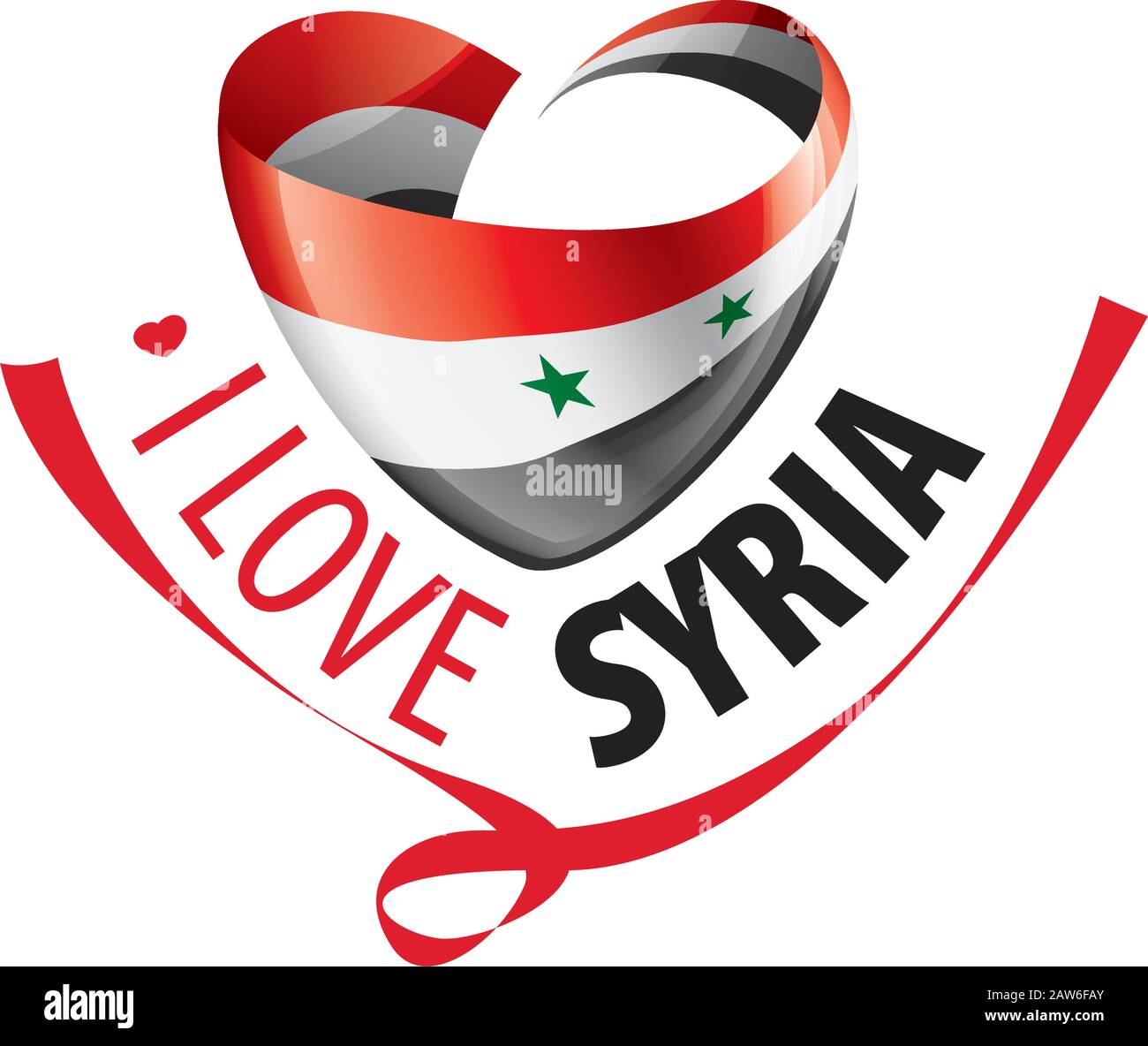National flag of the Syria in the shape of a heart and the inscription ...