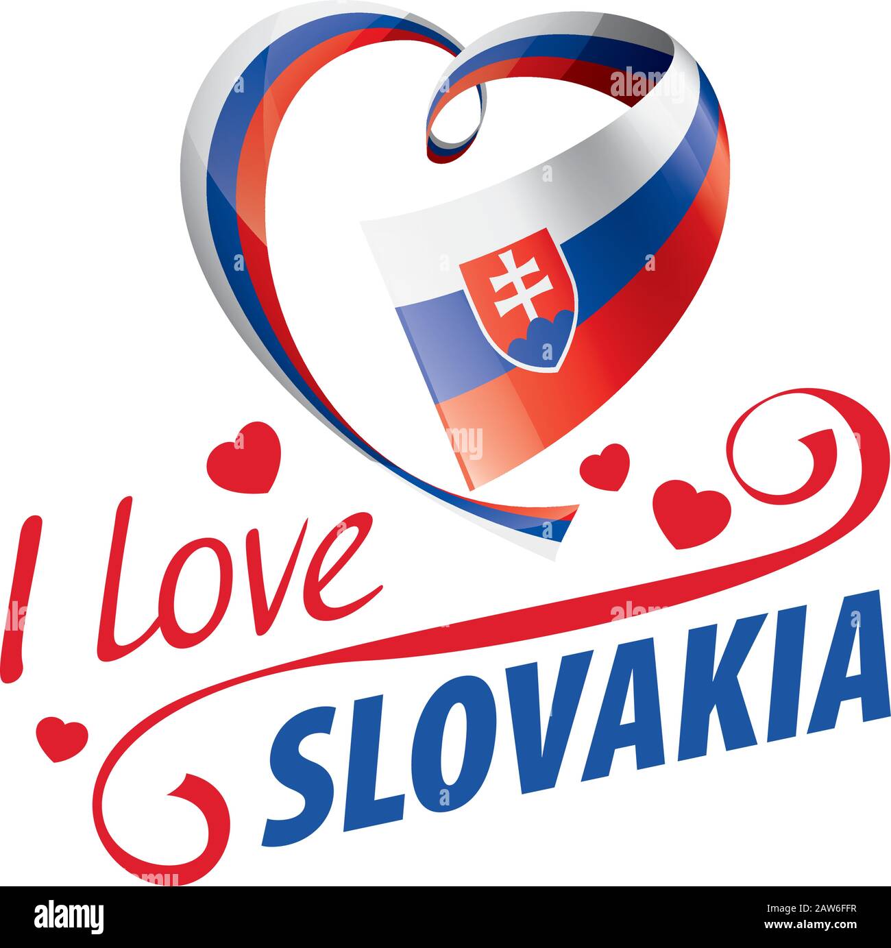National flag of the Slovakia in the shape of a heart and the ...