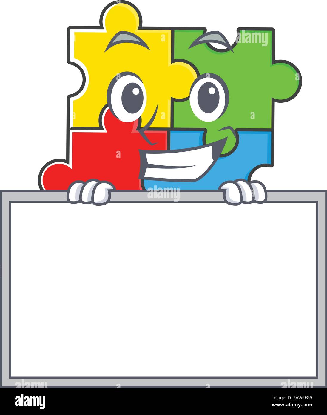 Puzzle toy cartoon design concept grinning with board Stock Vector ...