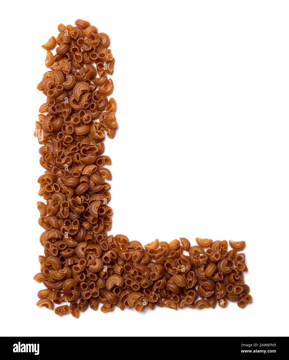 Letter L of the English alphabet from dry pasta from buckwheat amaranth ...