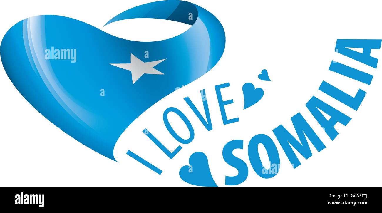 National flag of the Somalia in the shape of a heart and the ...