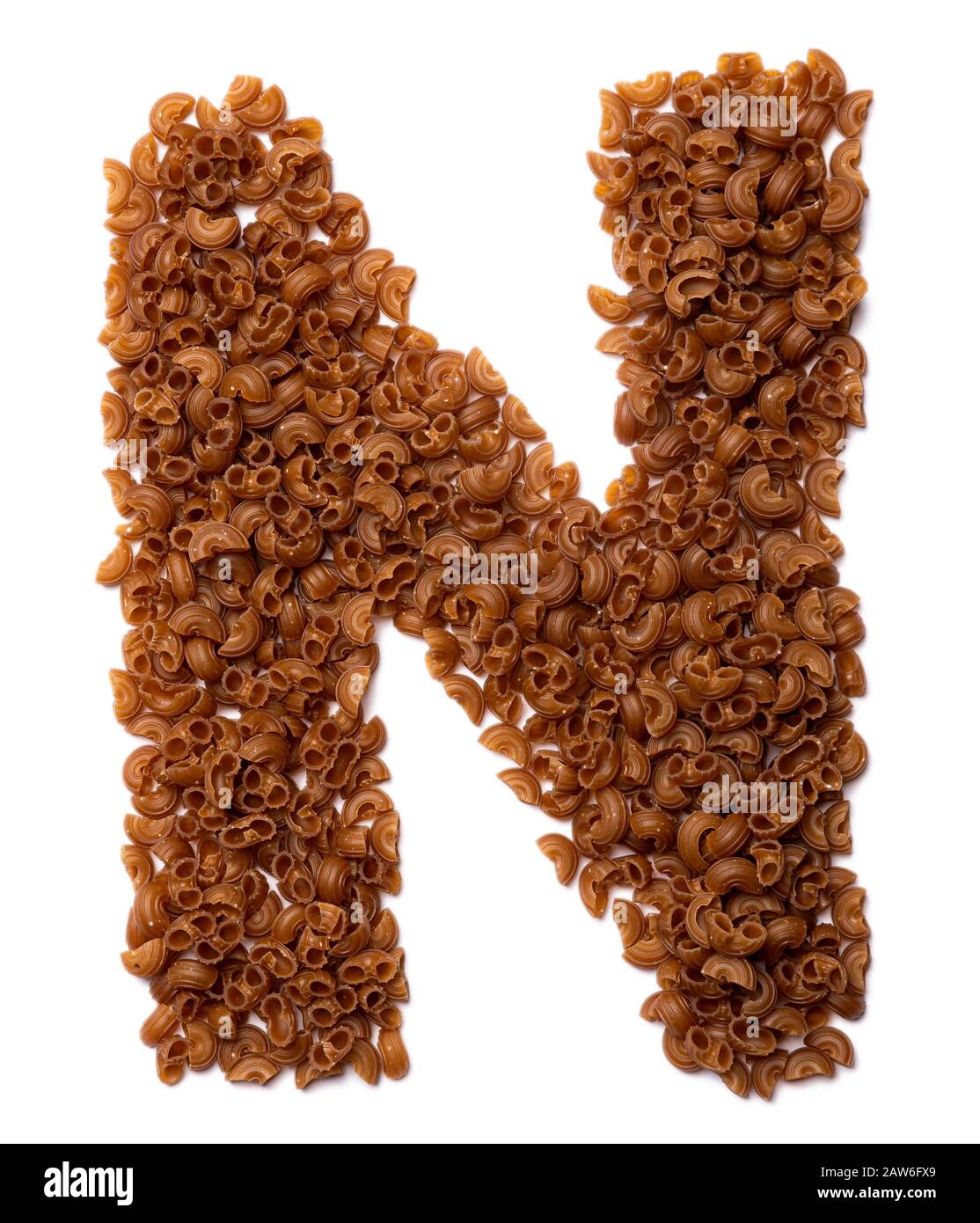 Letter N of the English alphabet from dry pasta from buckwheat amaranth ...