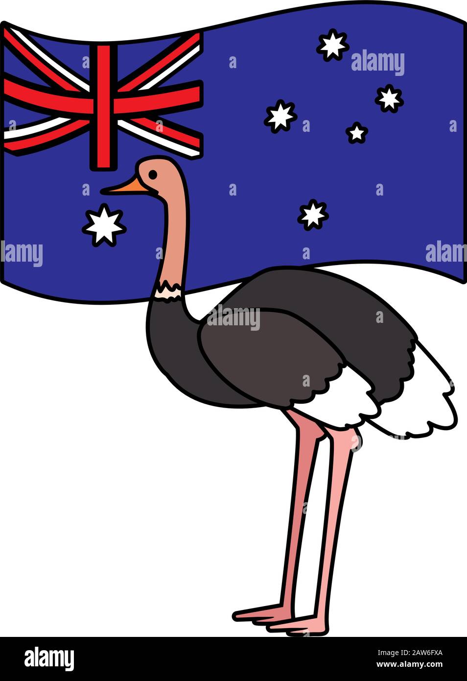 ostrich with australian flag in the background vector illustration ...