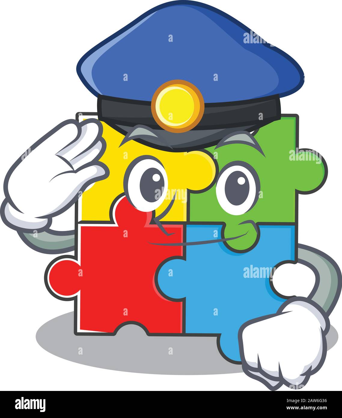 A manly puzzle toy Cartoon concept working as a Police officer Stock ...