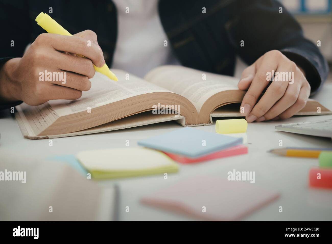 Reading a book. Education, Academic, Learning Reading and Exam concept ...