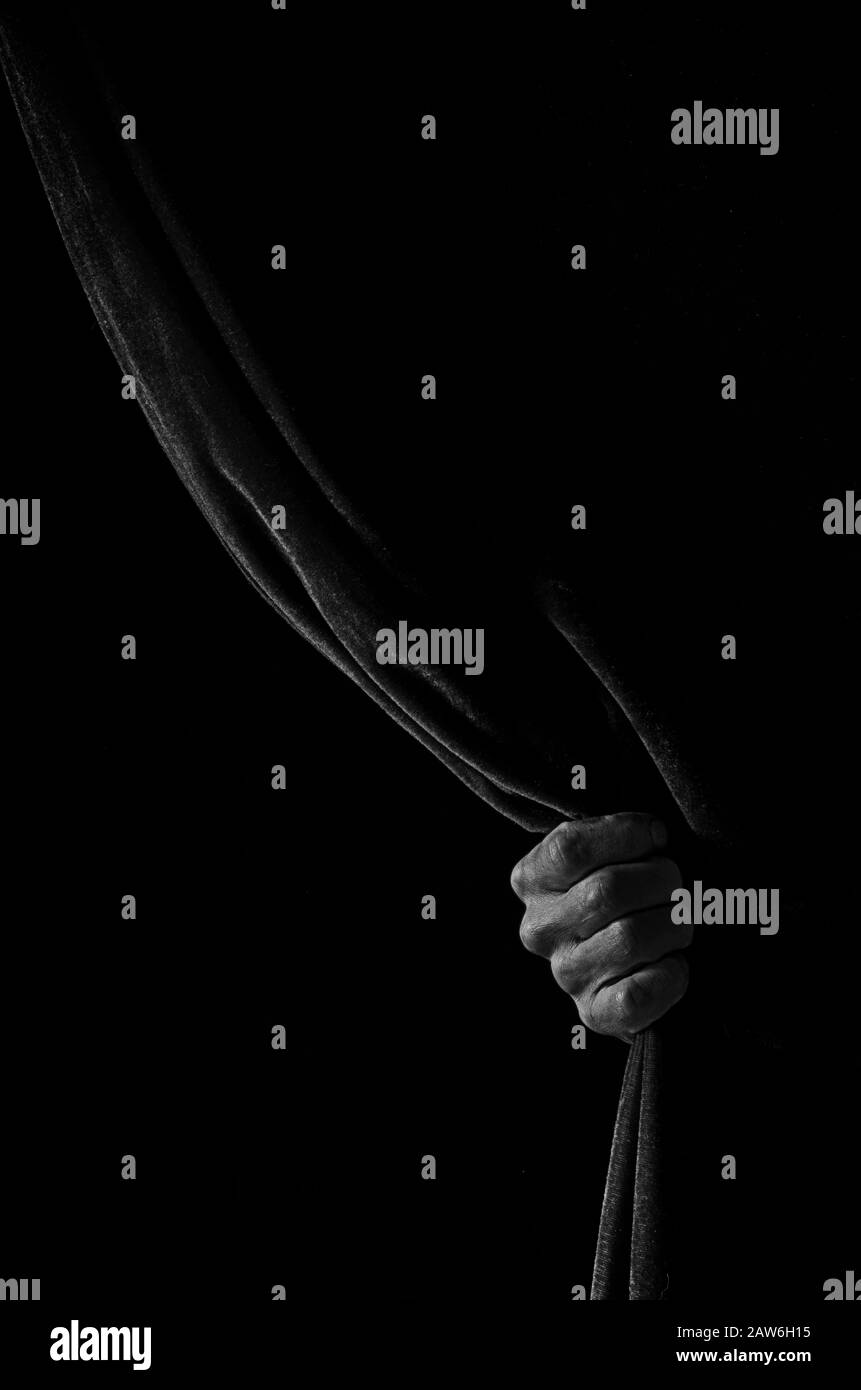 Closed stage curtain Black and White Stock Photos & Images - Alamy