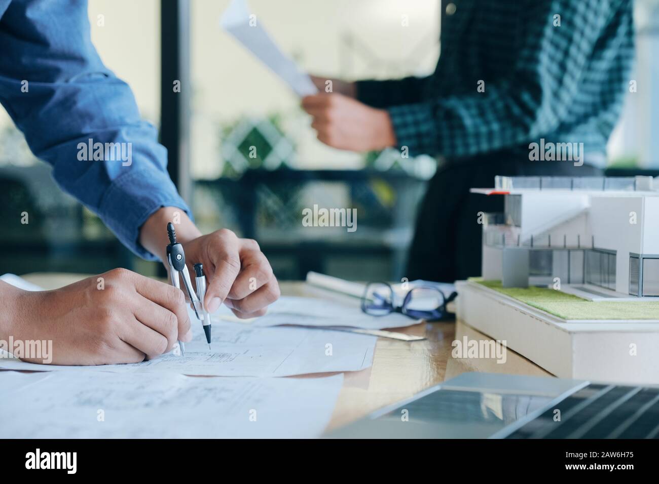 Image of engineer meeting for architectural project working with ...