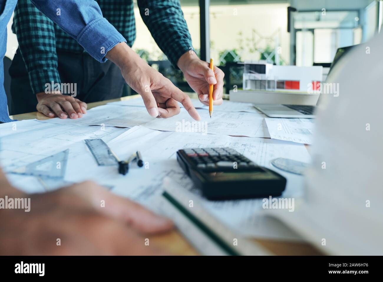 Image of engineer meeting for architectural project working with ...