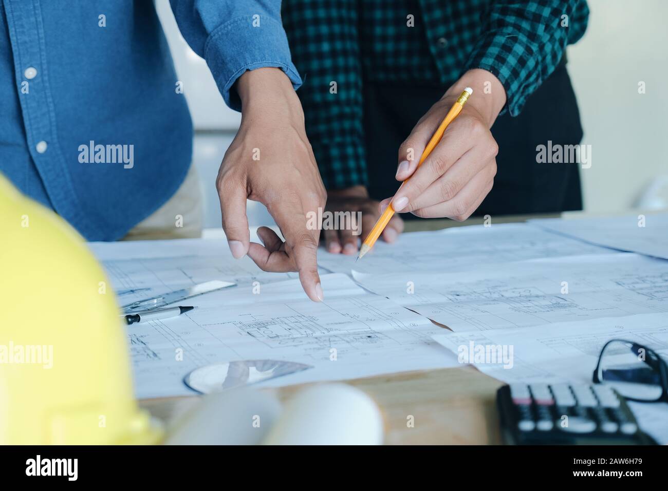 Image of engineer meeting for architectural project working with ...