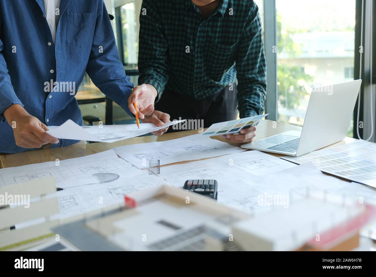 Image of engineer meeting for architectural project working with ...