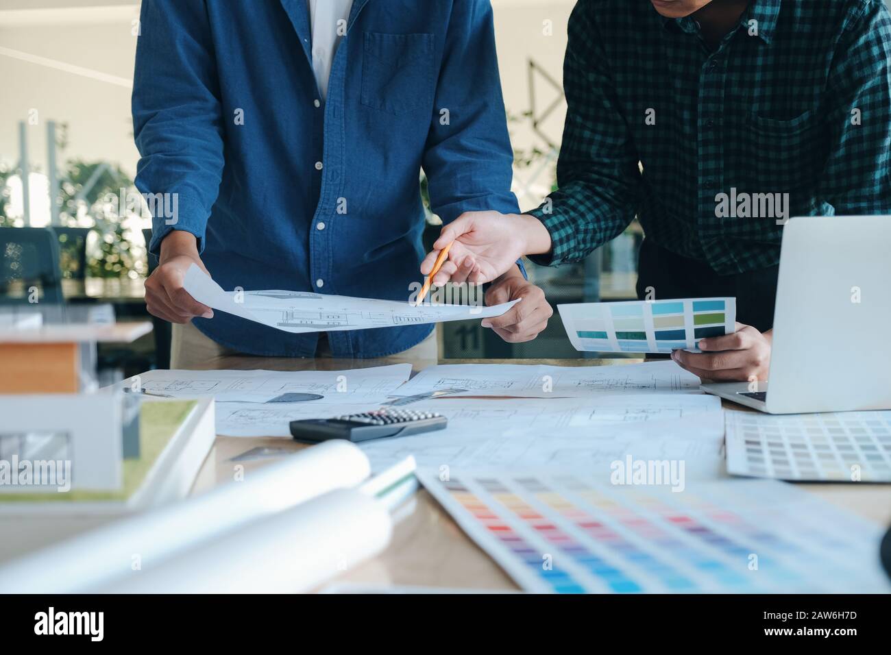 Image of engineer meeting for architectural project working with ...